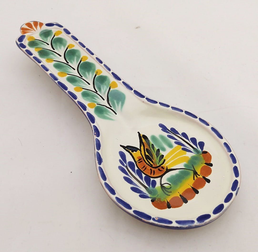 Mexican Ceramics Bird Round Spoon Rest 3.7*9.1" MultiColors kitchen ...