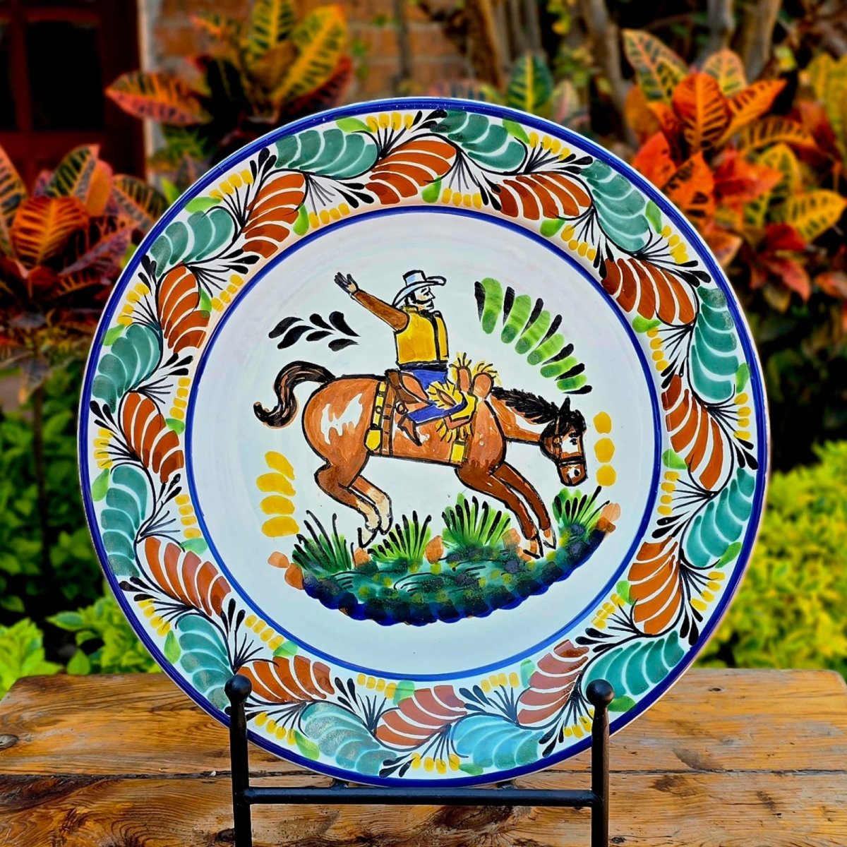Cowboy Rodeo Decorative / Serving Flat Platter 13.8" D Mayolica ...