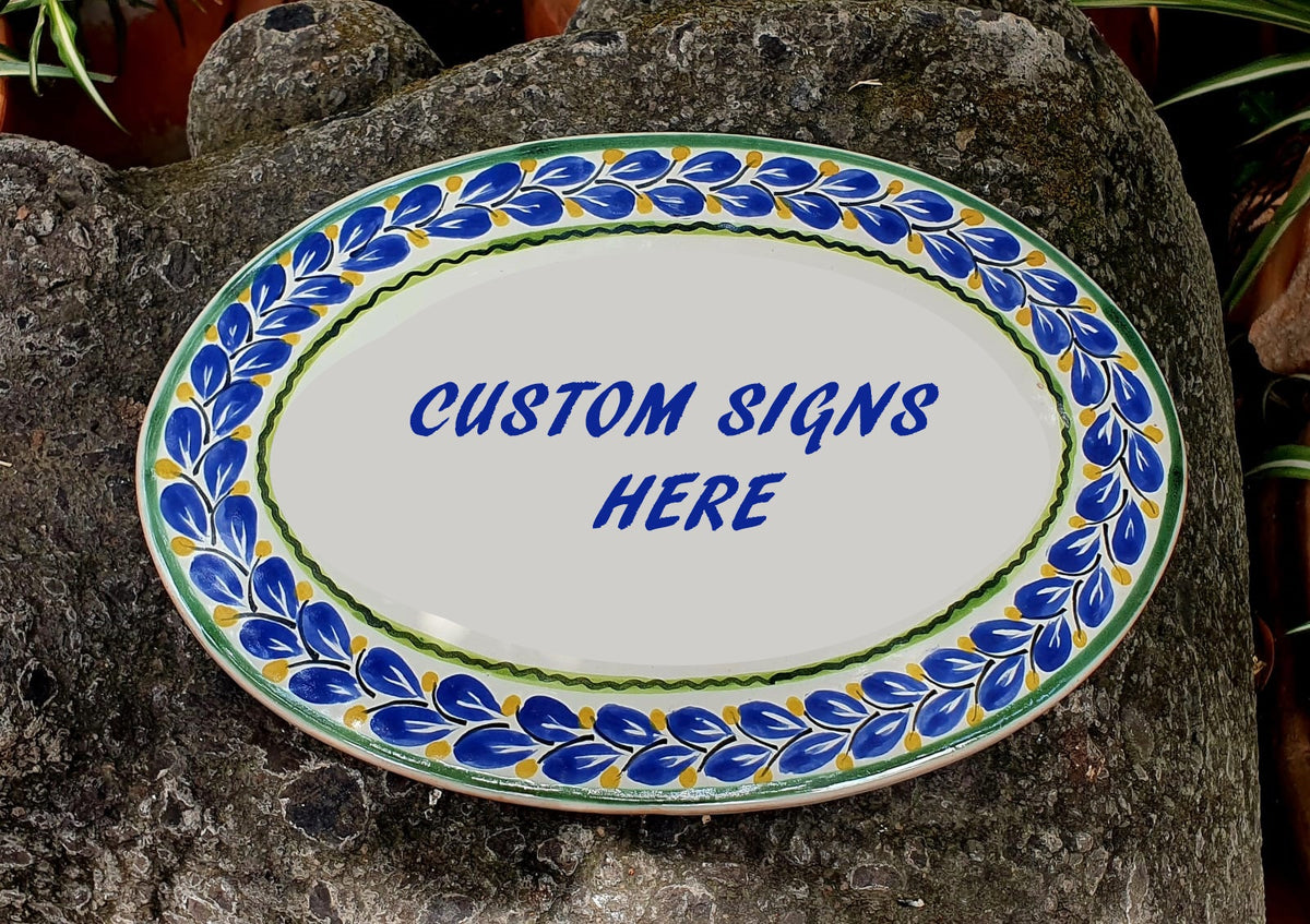 Custom Oval Plaque Ceramic hand made mexico talavera mayolica garden ...