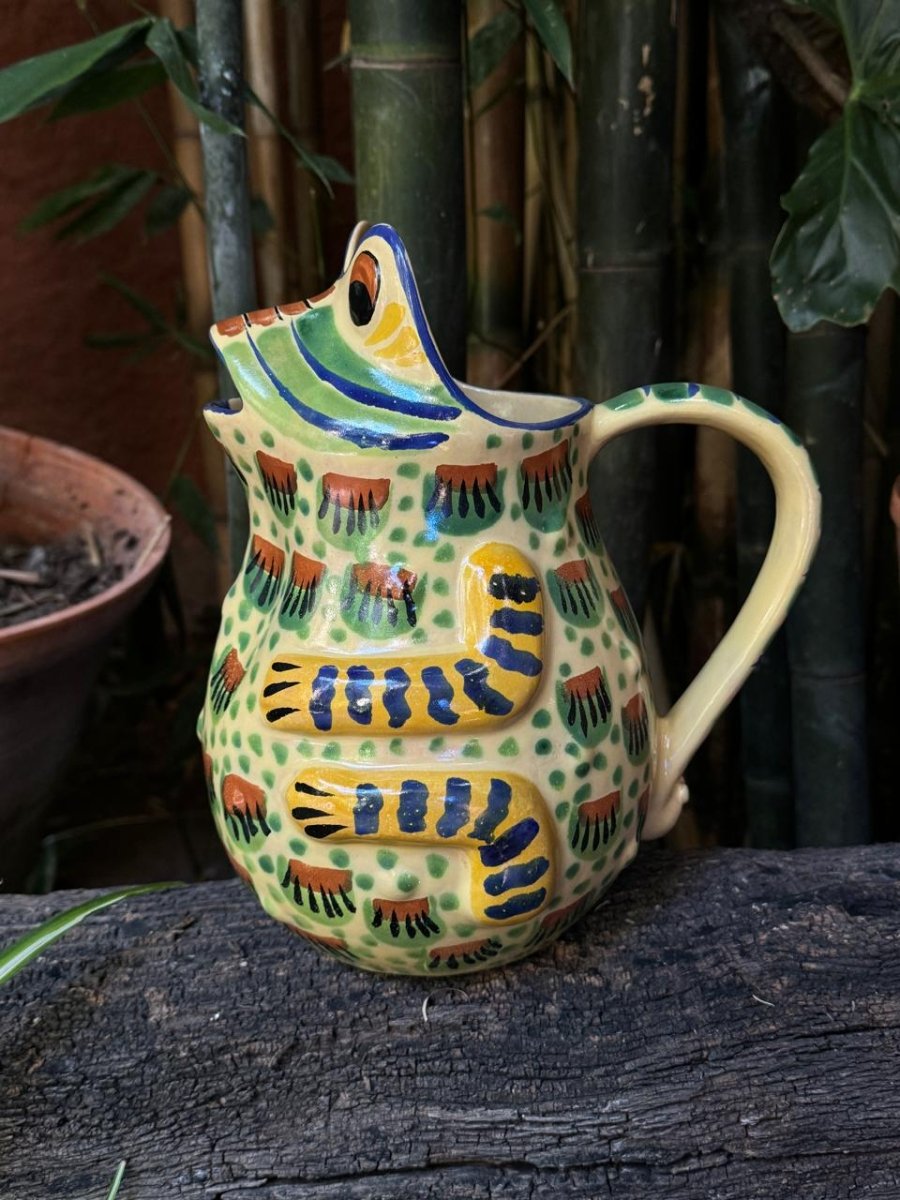 Mexican Frog Water Pitcher MultiColors hand painted talavera mayolica ...