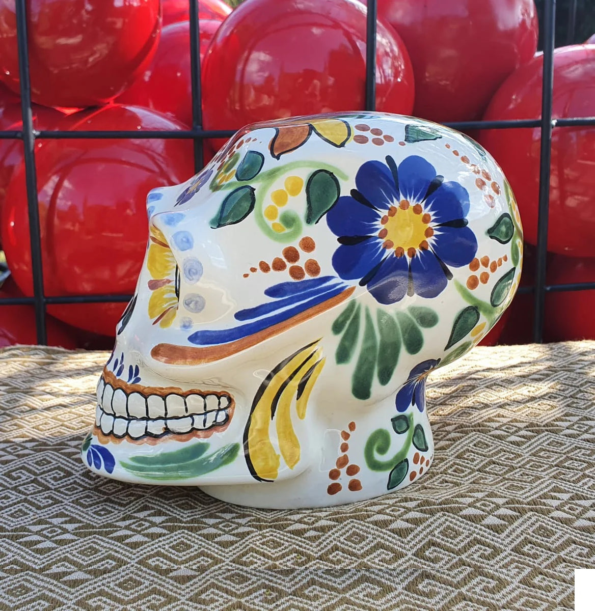 Mexican Pottery Gorky Ceramic Skull 6" H Multicolors Ceramic Mexico ...