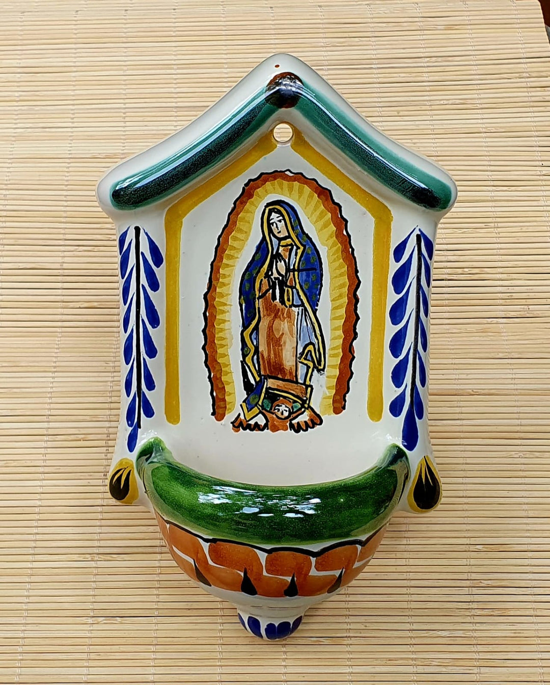 Lady of Guadalupe Holy Water Fountain 5*9" mayolica handmade mexico ...