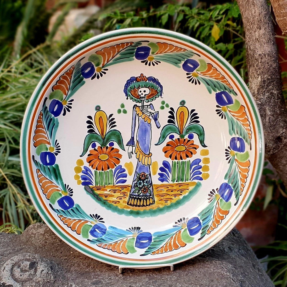 Mexican Pottery Decorative Platter Catrina Pattern handcrafts handmade ...