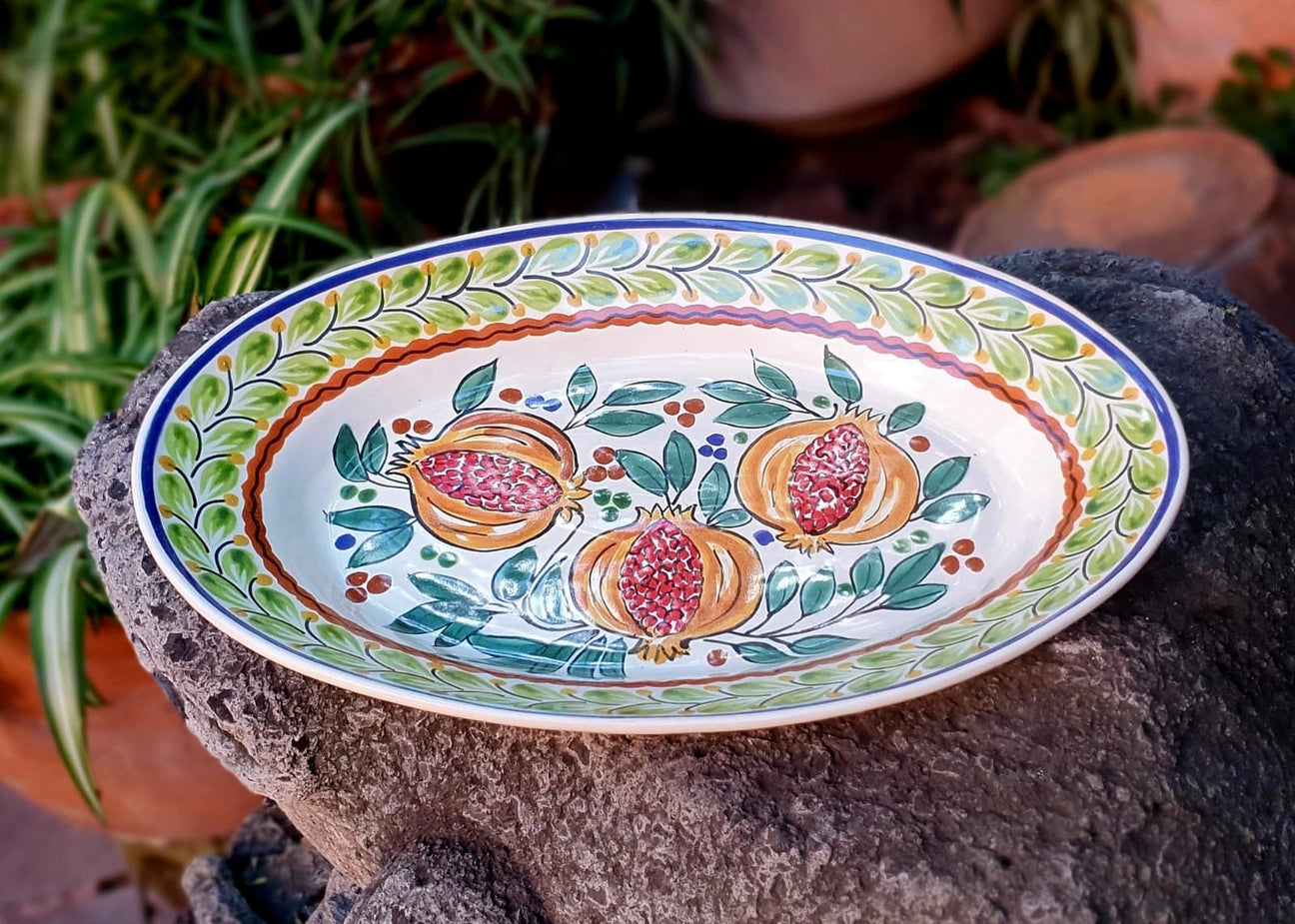 Mexican Ceramics Pomegranate serving platter tableware mexico handcraft ...