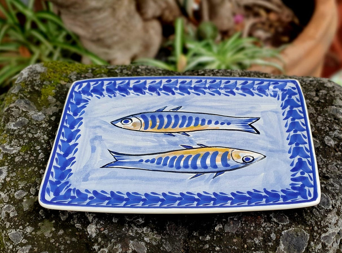 Mexican Ceramics Rectangular Plate / Tray Sardines fishes sea designs ...