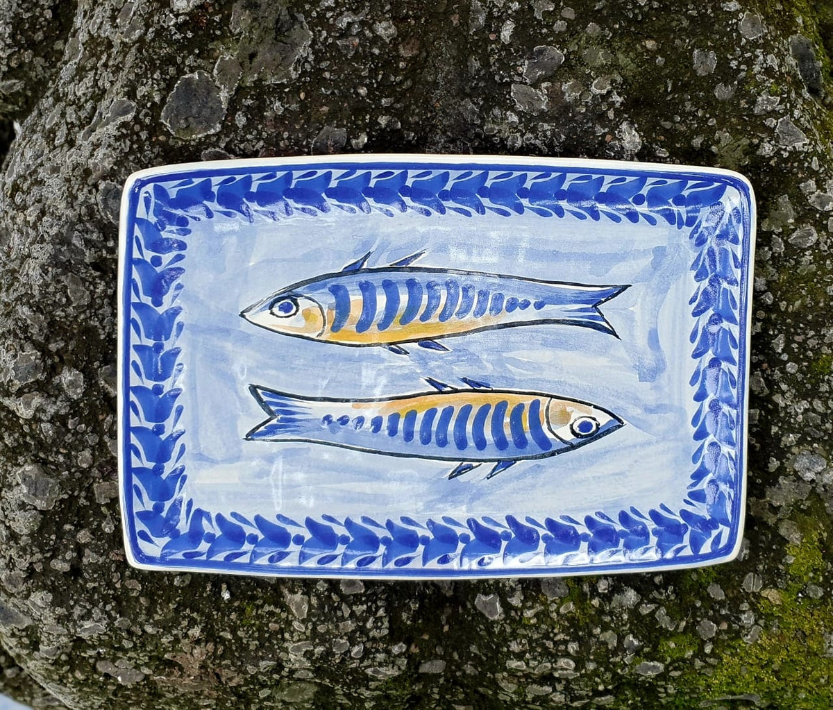 Mexican Ceramics Rectangular Plate / Tray Sardines fishes sea designs ...