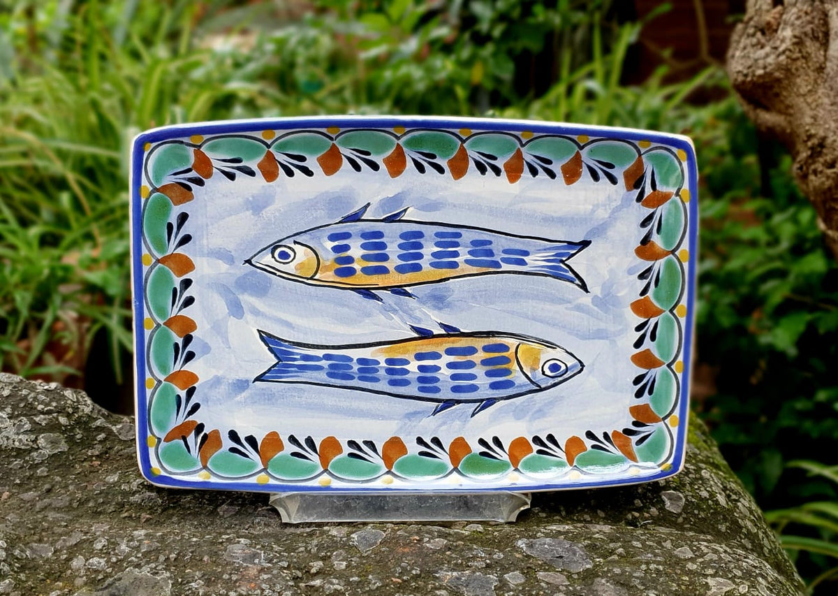 Mexican Ceramics Rectangular Plate / Tray Sardines fishes sea designs ...