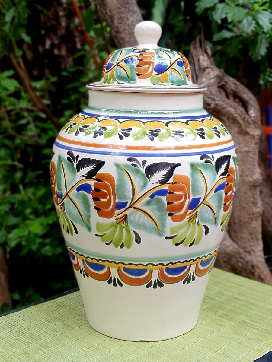 Mexican Decorative Vase w/Lid Pottery Traditional MultiColors art from ...