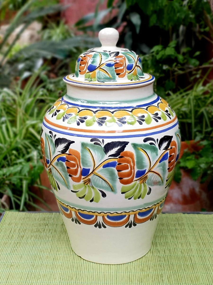 Mexican Decorative Vase w/Lid Pottery Traditional MultiColors art from ...