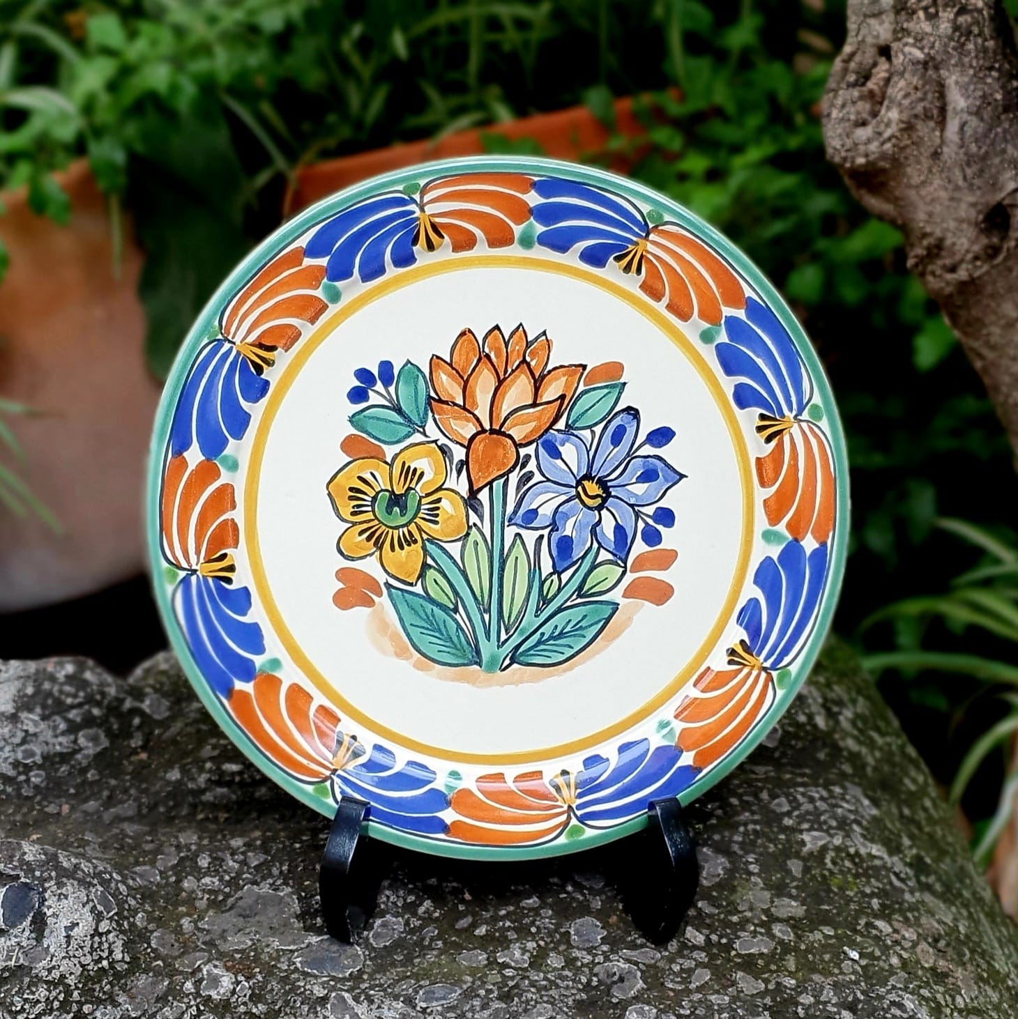 Mexican ceramics Flower Plate Multicolors talavera mayolica mexico ...