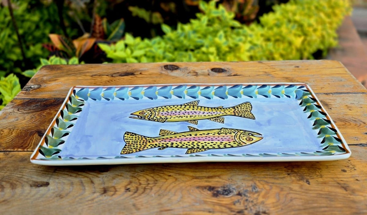 Mexican Plates Trout Tray / Rectangular Plate sea Style Gift Mayolica ...