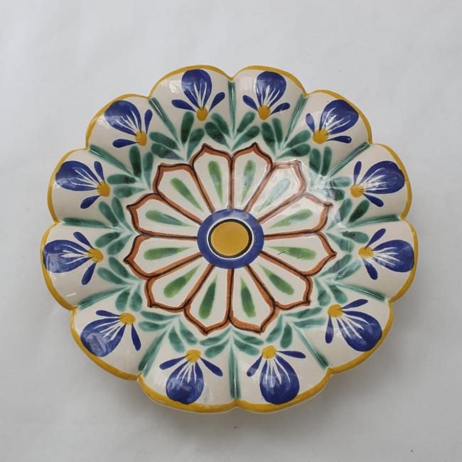 Mexican Ceramic Flower Footed Snack Dish 7" D Green Colors – Gorky ...