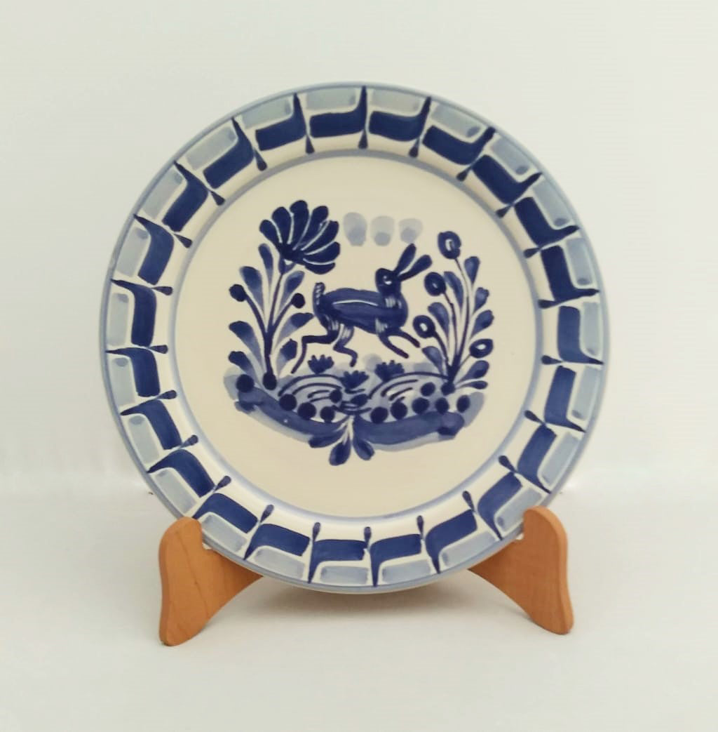 Rabbit Plates Blue Ceramic Majolica hand made mexico tabledecor ...