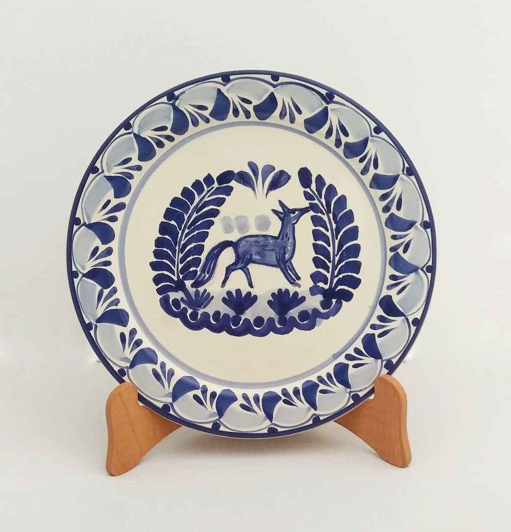 Fox Plates Blue and White handcrafts mexico tabledecor talavera ...