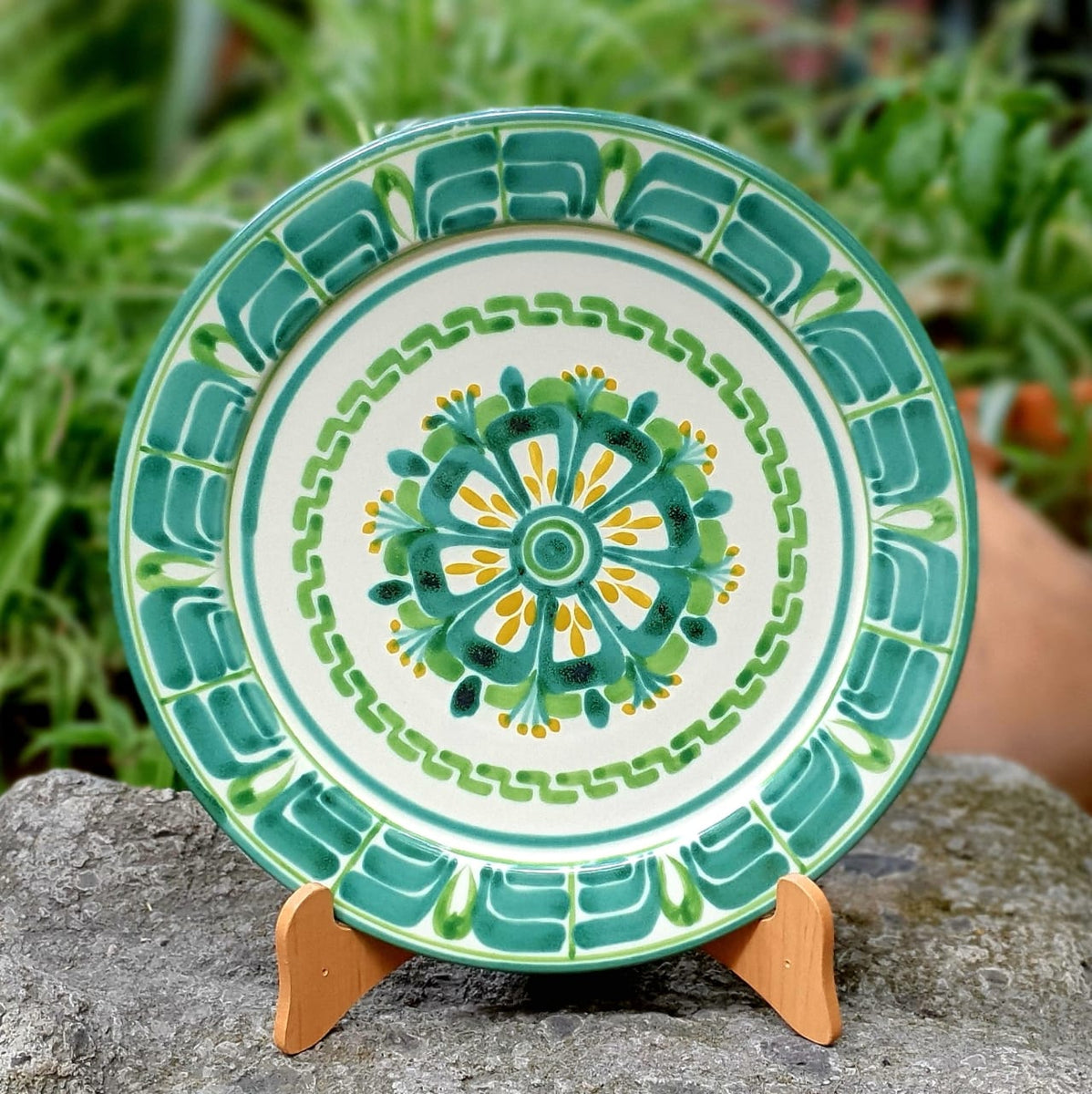 Mexican Plates Flower design green talavera mayolica handmade ...