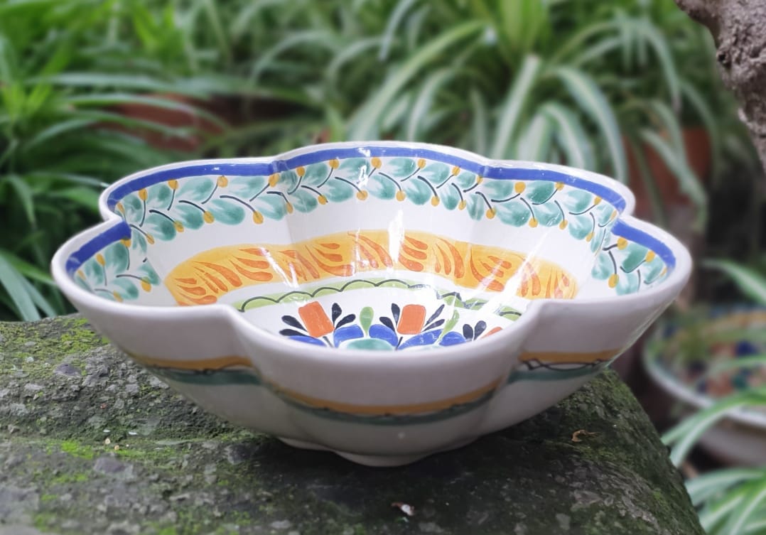 Flower Salad Bowl 10" D MultiColors Ceramic hand made Gto mexico ...