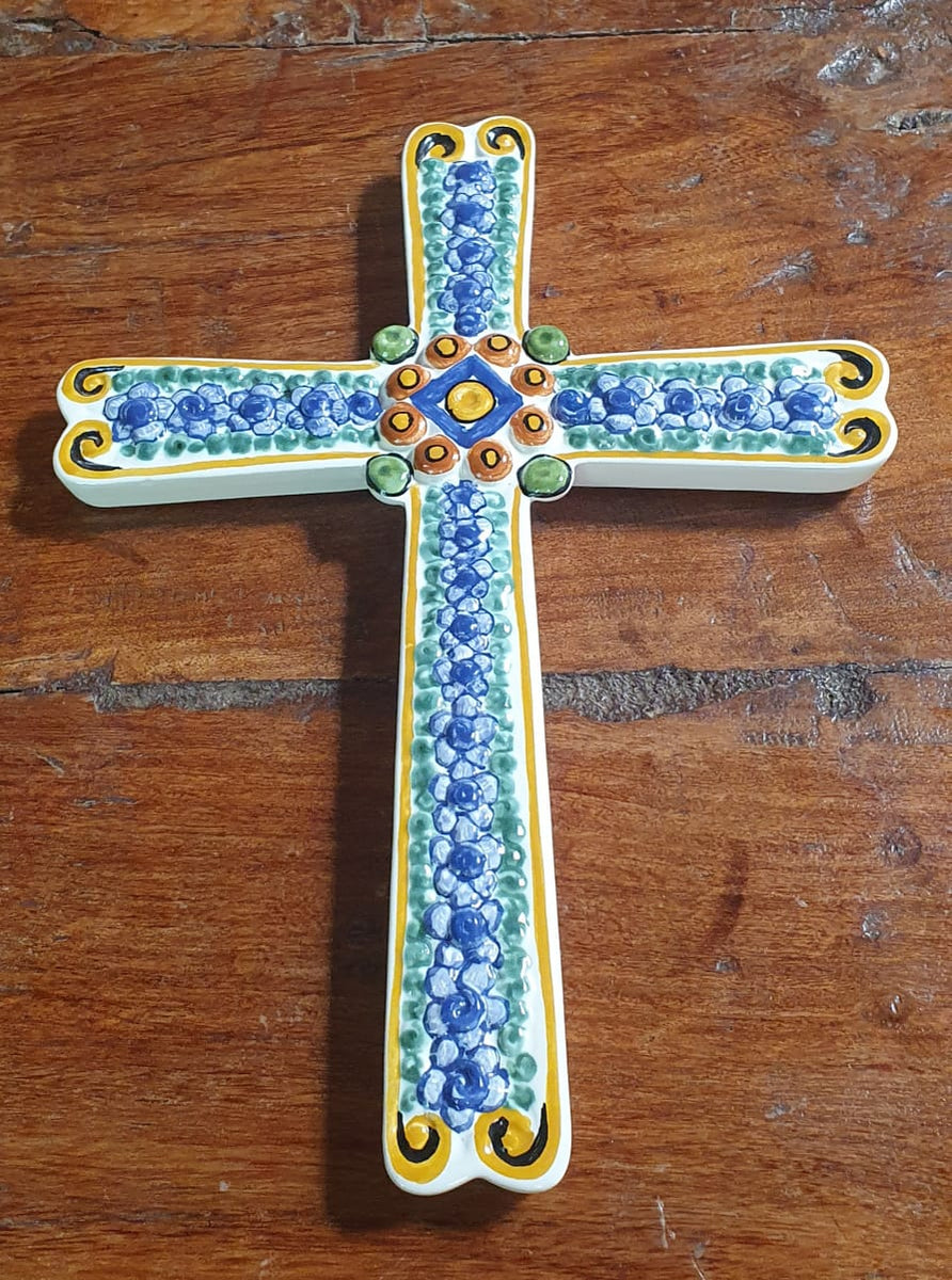 Mexican Pottery Large Paint Cross 13" Height Mayolica Decorative pieces ...