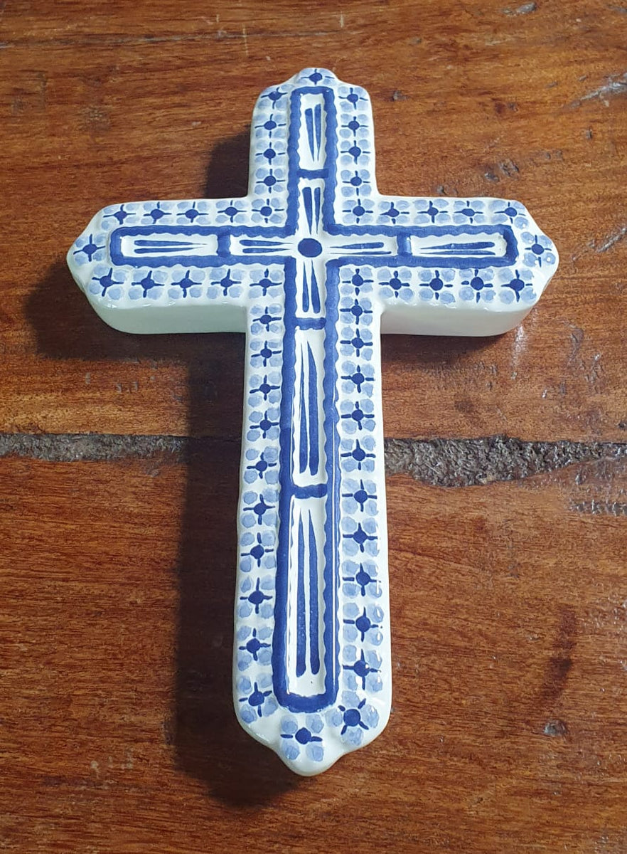 Mexican Pottery Medium Cross 9" Height Blue and White Decorative Pieces ...