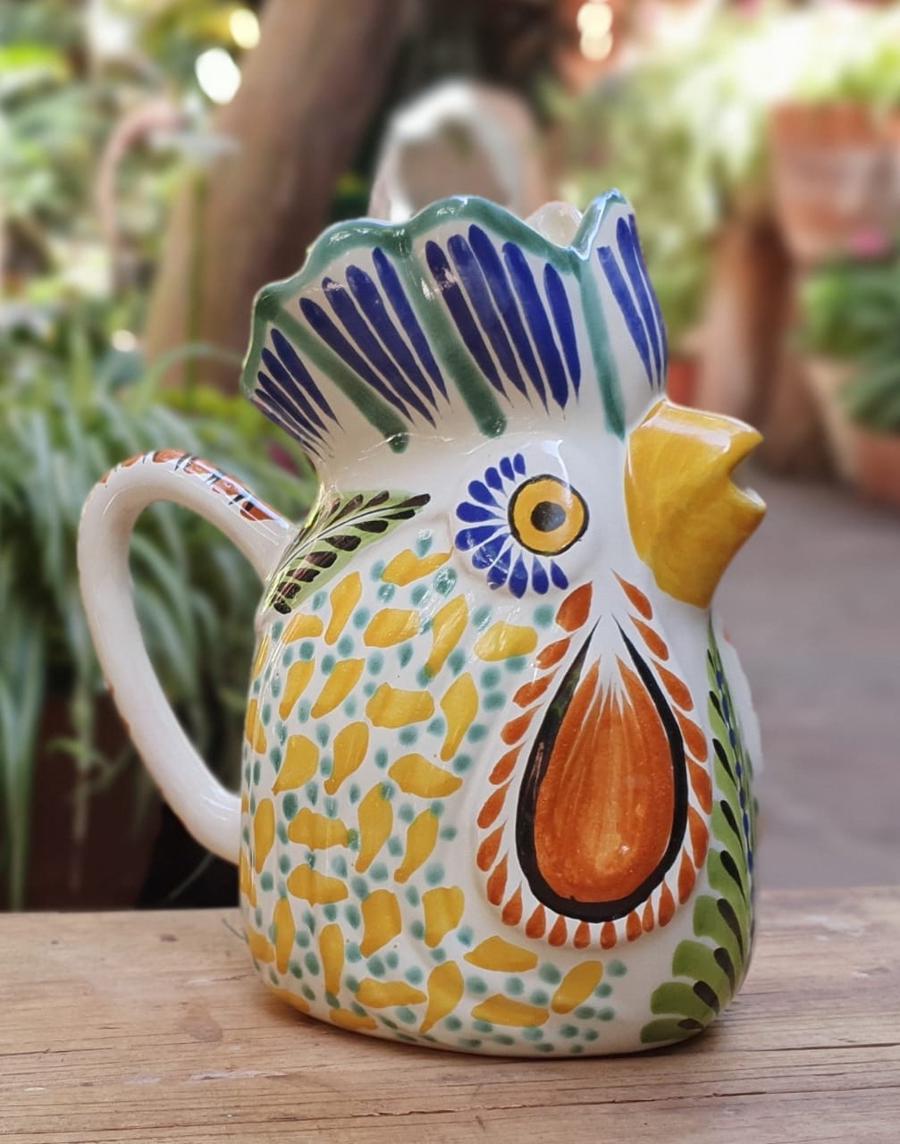 Mexican Pottery Large Rooster Pitcher 10" Height Terracota-Yellow ...