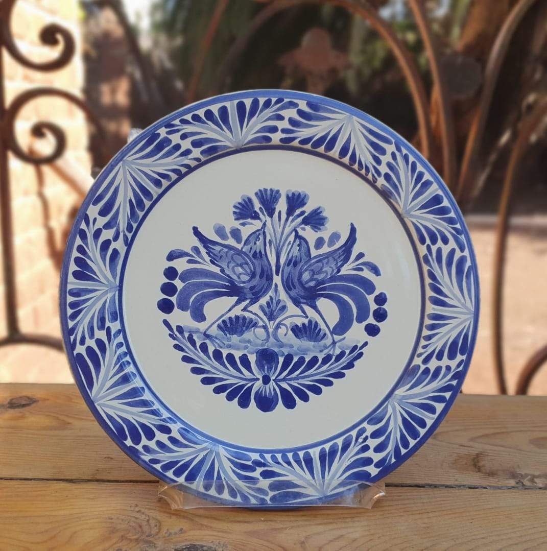 Mexican Pottery Love Birds Plates Blue and White tableware handcrafts ...