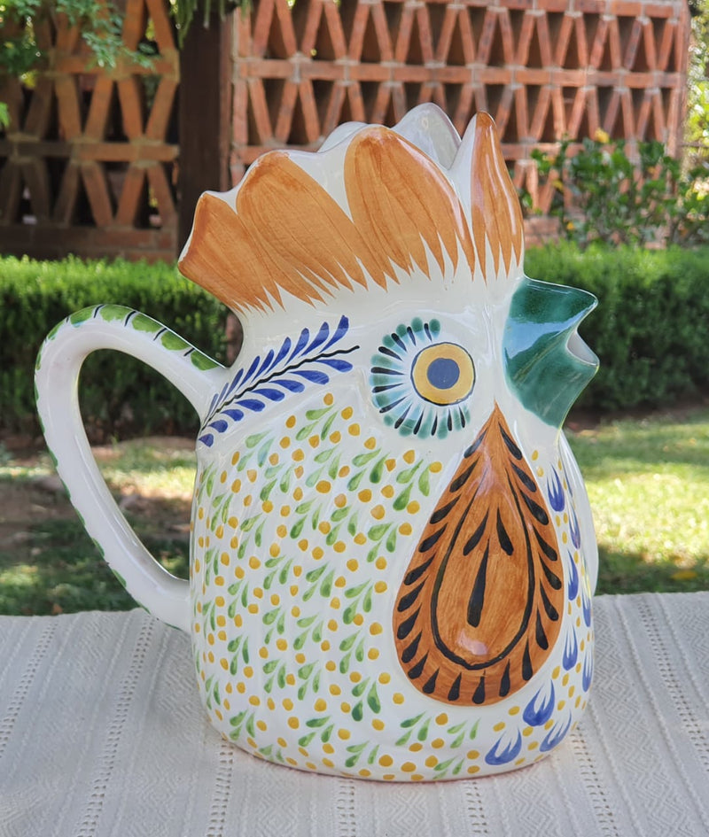 Mexican Pottery Large Rooster Pitcher 10" Height Multicolor – Gorky ...