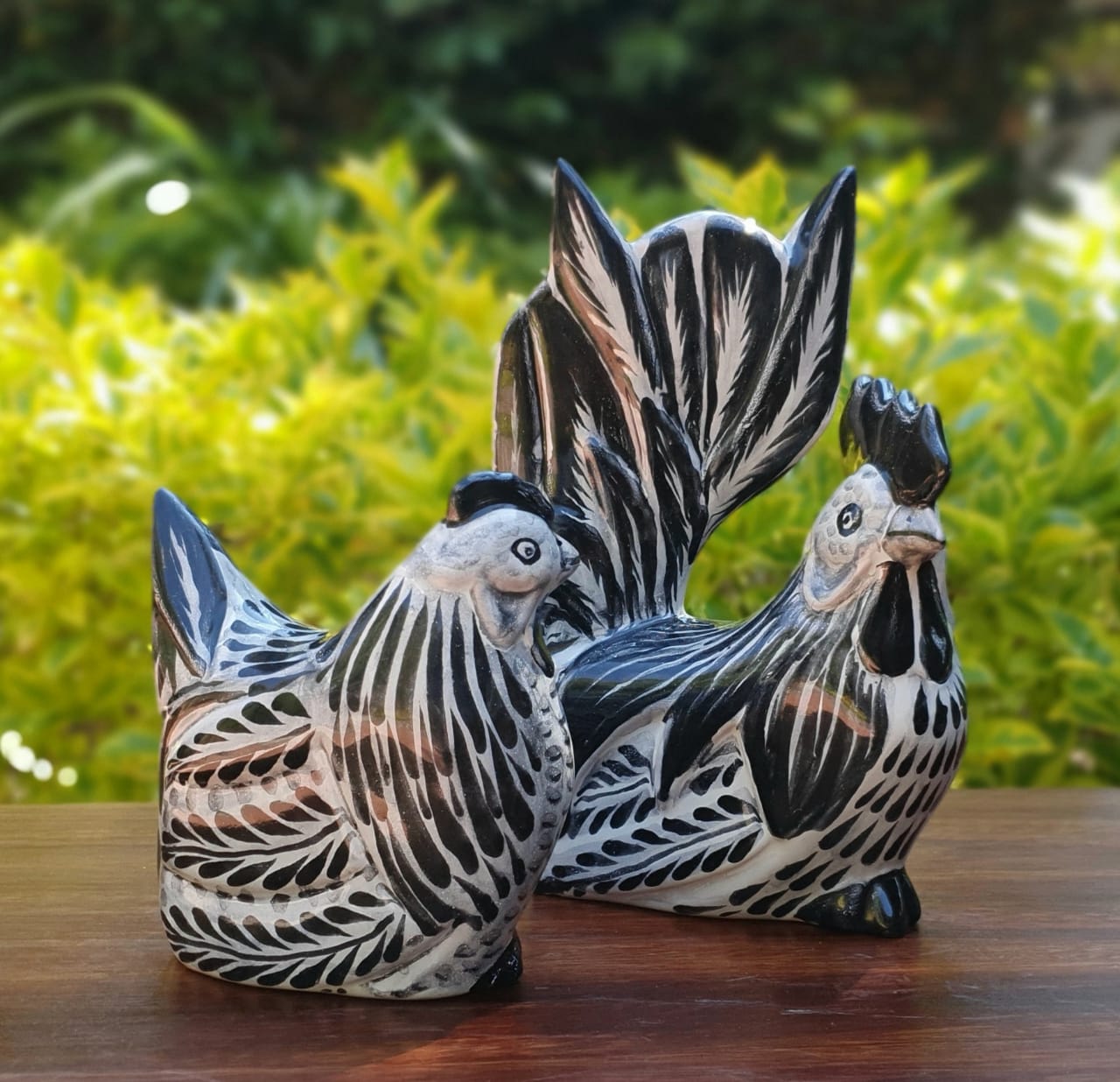 Rooster / Chicken Figure Decorative table figure Set black talavera ...