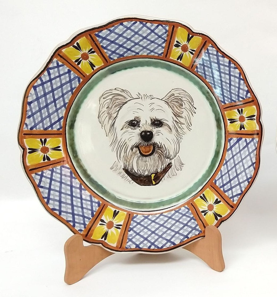 Decorative Custom Ceramic Dog Plate 11 in D Mayolica pet friendly ...