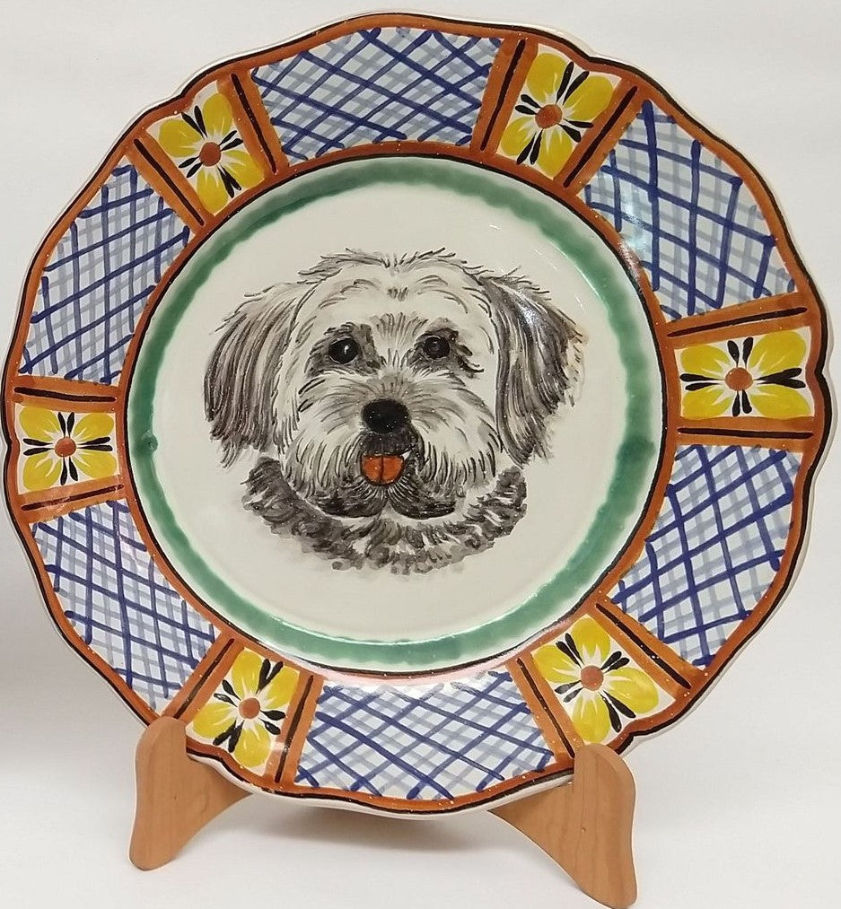 Decorative Custom Ceramic Dog Plate 11 in D Mayolica pet friendly ...