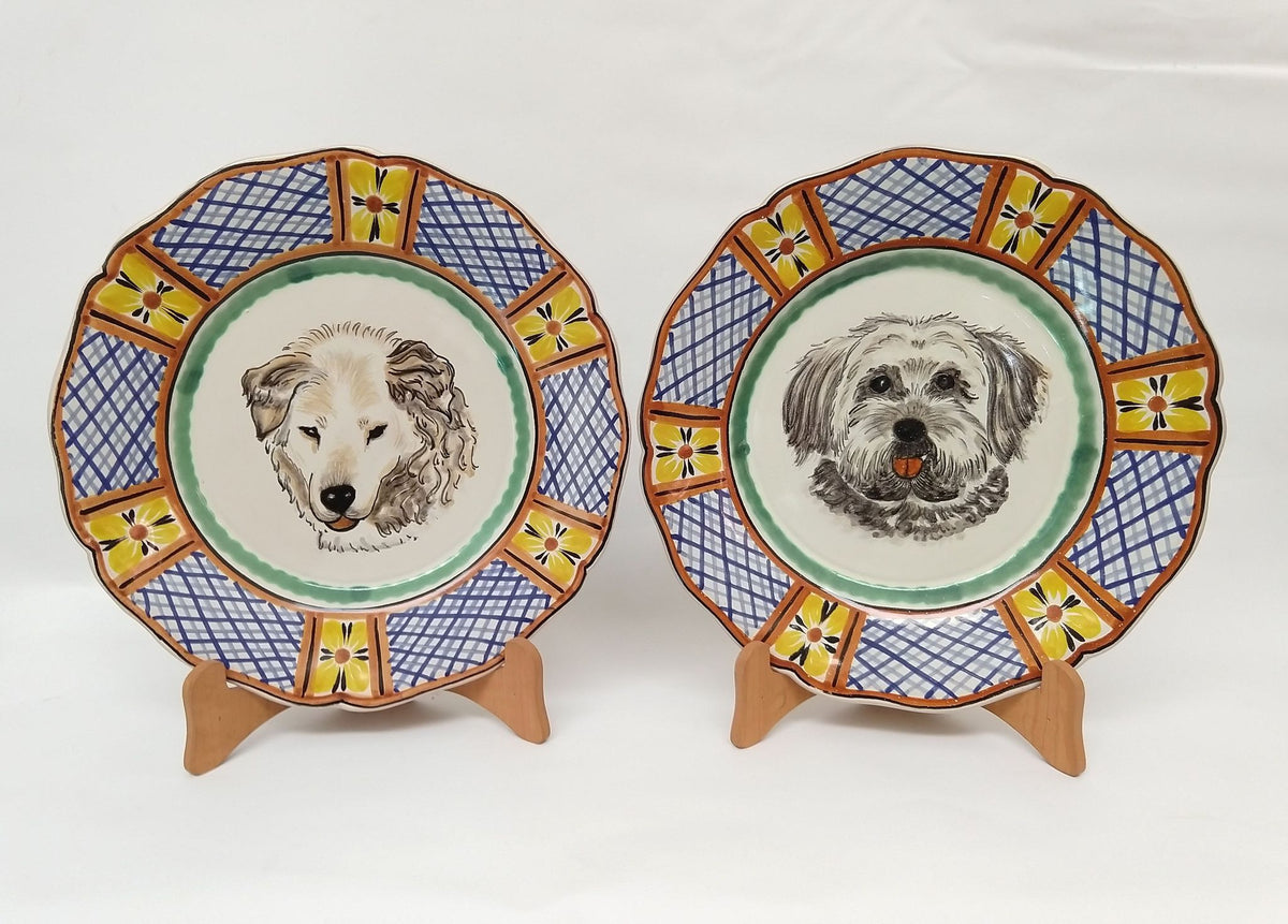 Mexican Pottery Custom Ceramic Dog Plate 11 in D Mayolica Decorative ...