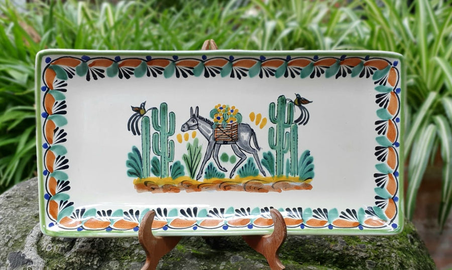 Donkey Rectangular Tray MultiColors Ceramic handmade Mexico Mayolica ...
