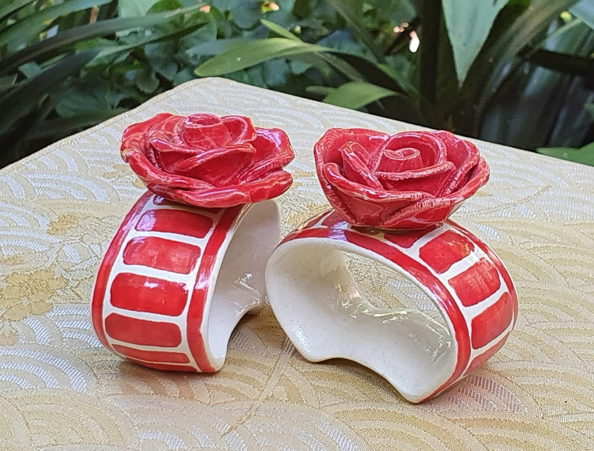 Mexican Pottery Clasic Napking Ring Rosa Figure Set of 2 Mayolica ...