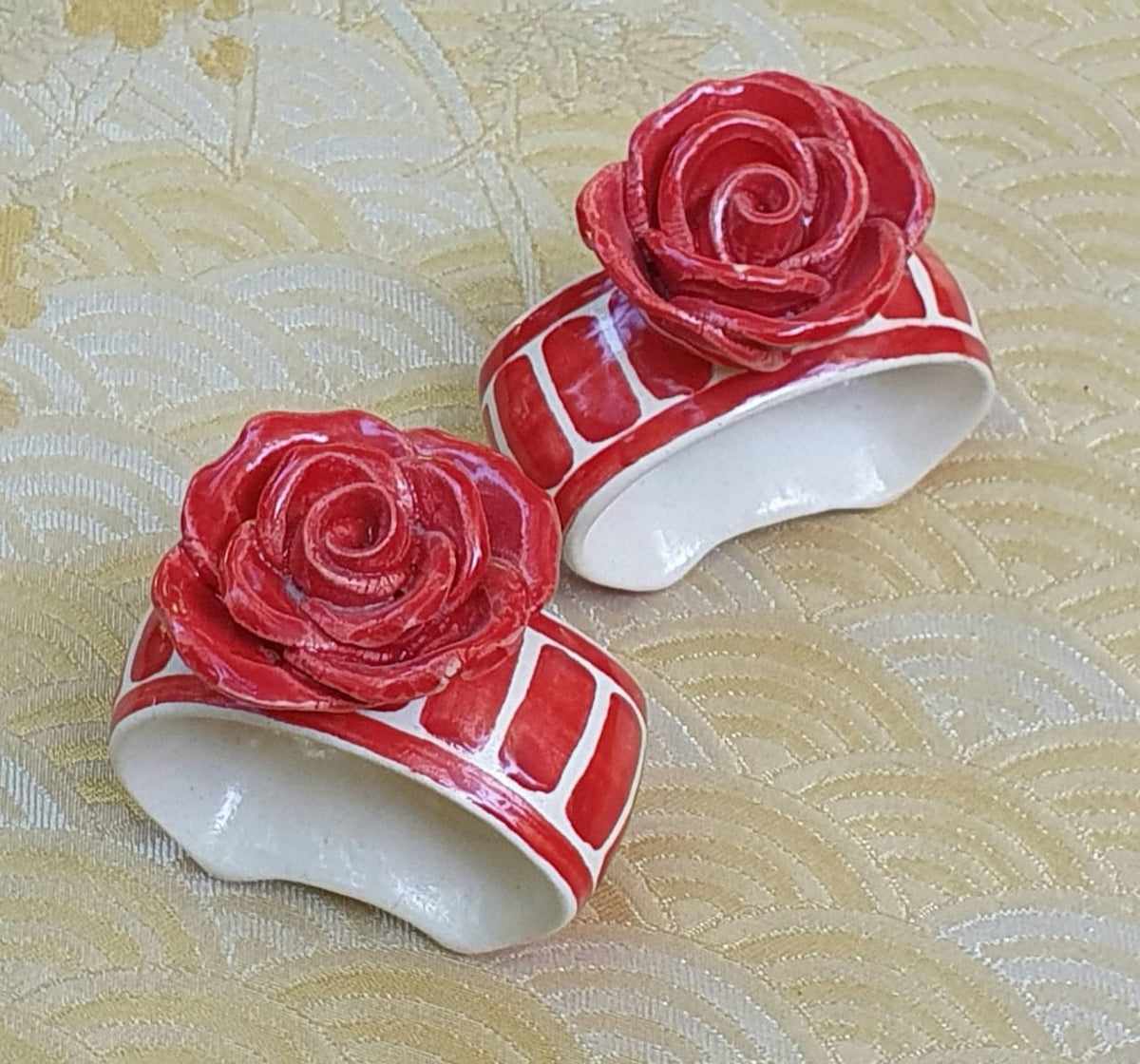 Mexican Pottery Clasic Napking Ring Rosa Figure Set of 2 Mayolica ...