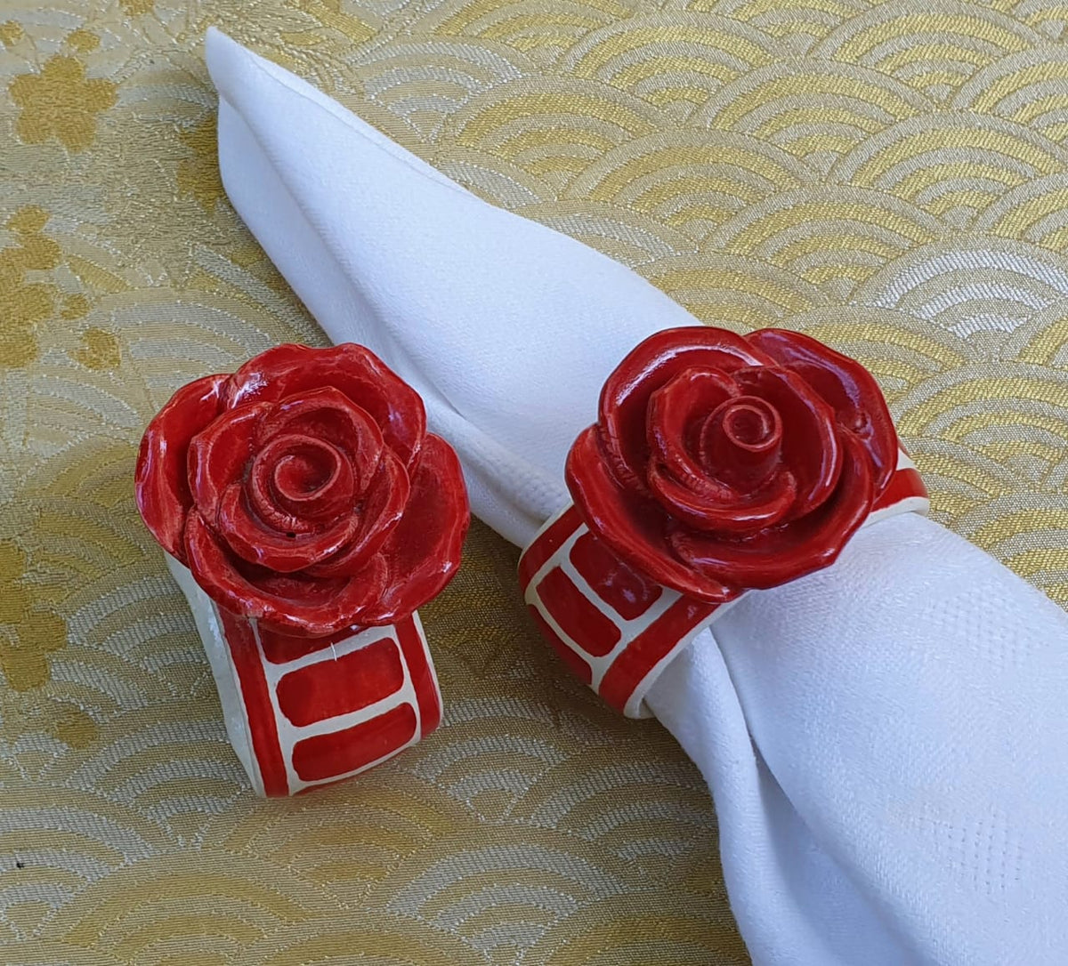 Mexican Pottery Clasic Napking Ring Rosa Figure Set of 2 Mayolica ...