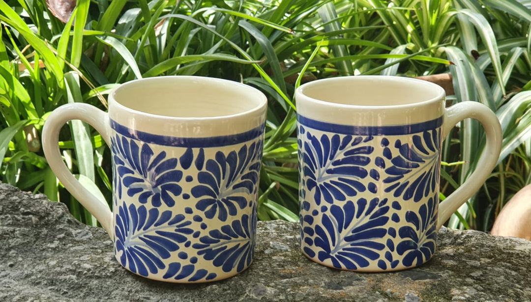 Mexican Ceramics Coffee Mug Blue Talavera / Mayolica handcrafts Mexico ...