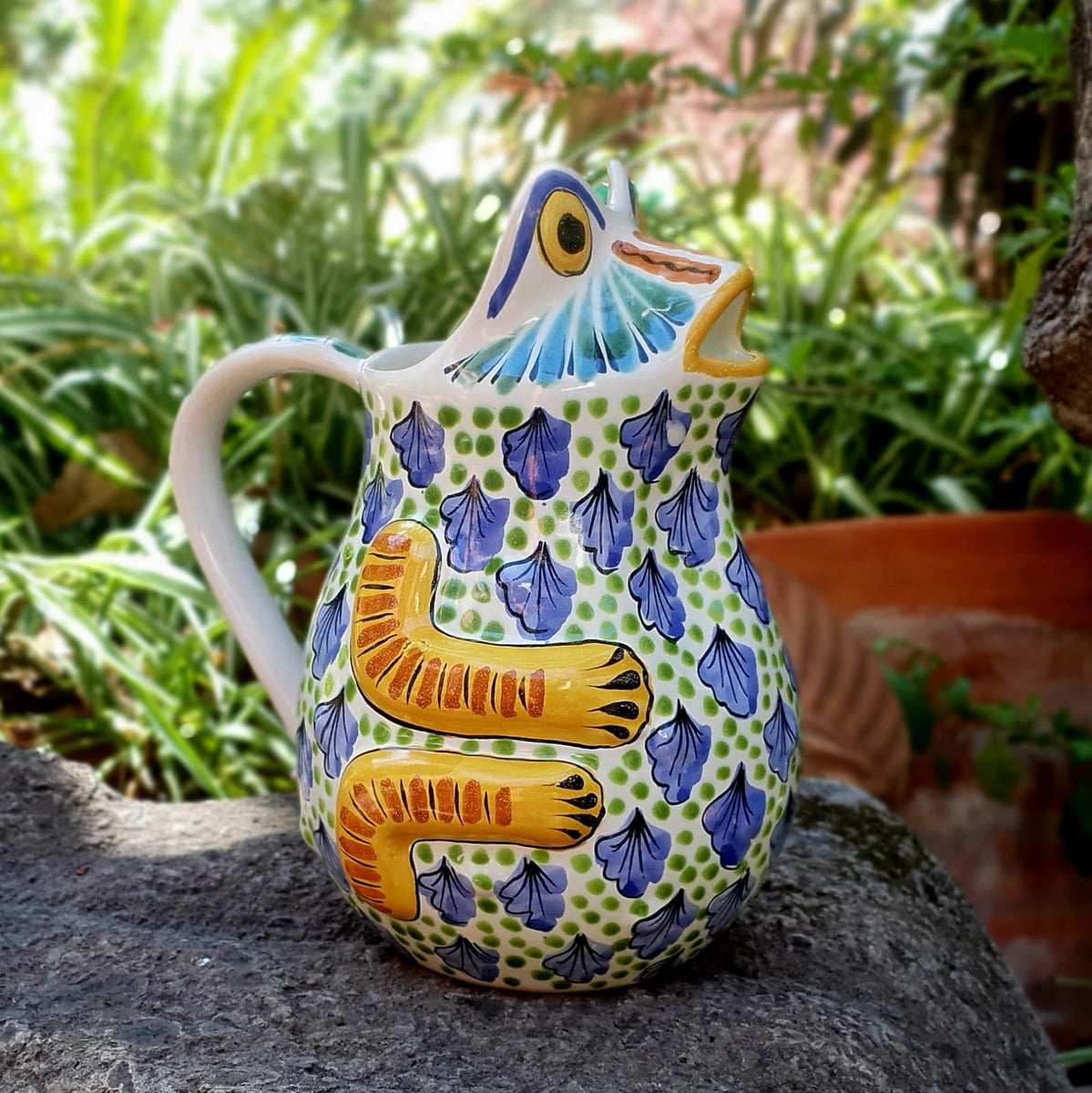 Mexican Ceramics Frog Water Pitcher 50 Oz Multicolors handcrafted hand ...