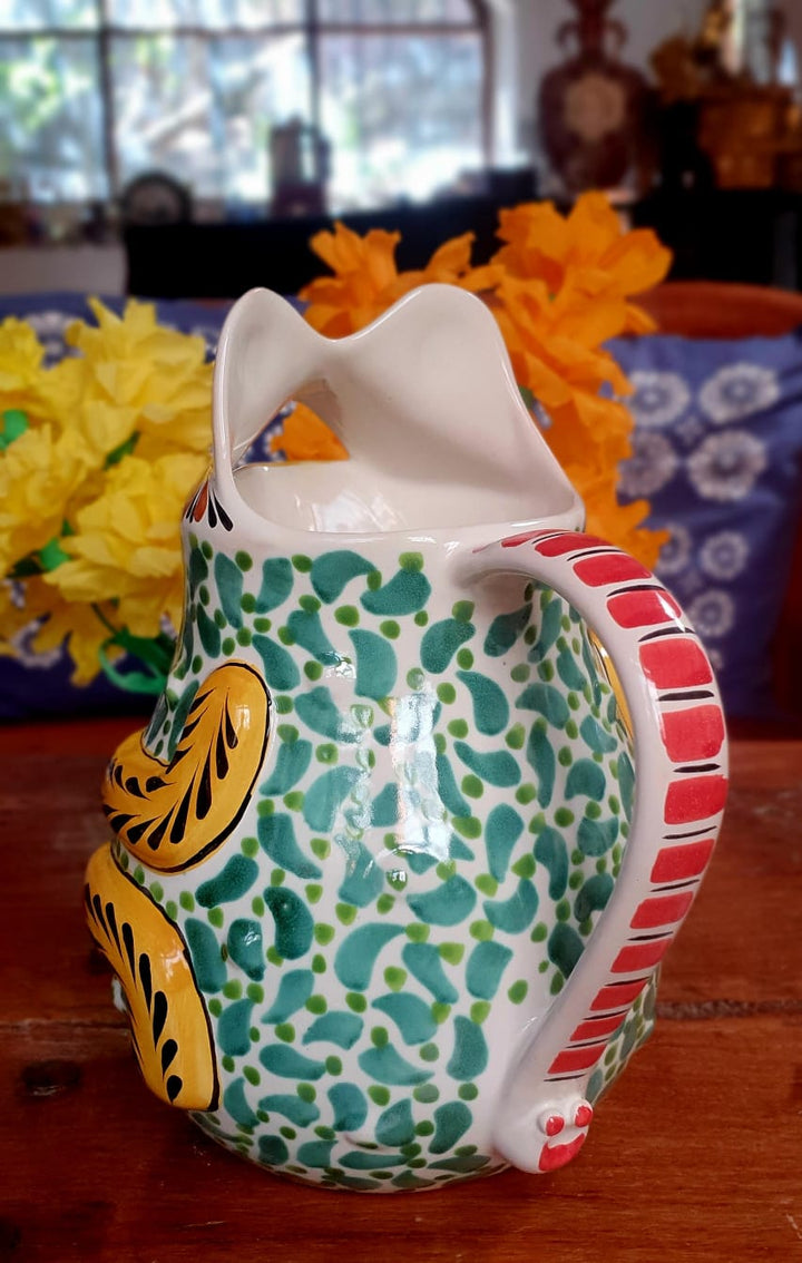 Mexican Ceramics Frog Pitcher 50 Oz Multicolors handcrafted hand made Mexico – Gorky Gonzalez Store